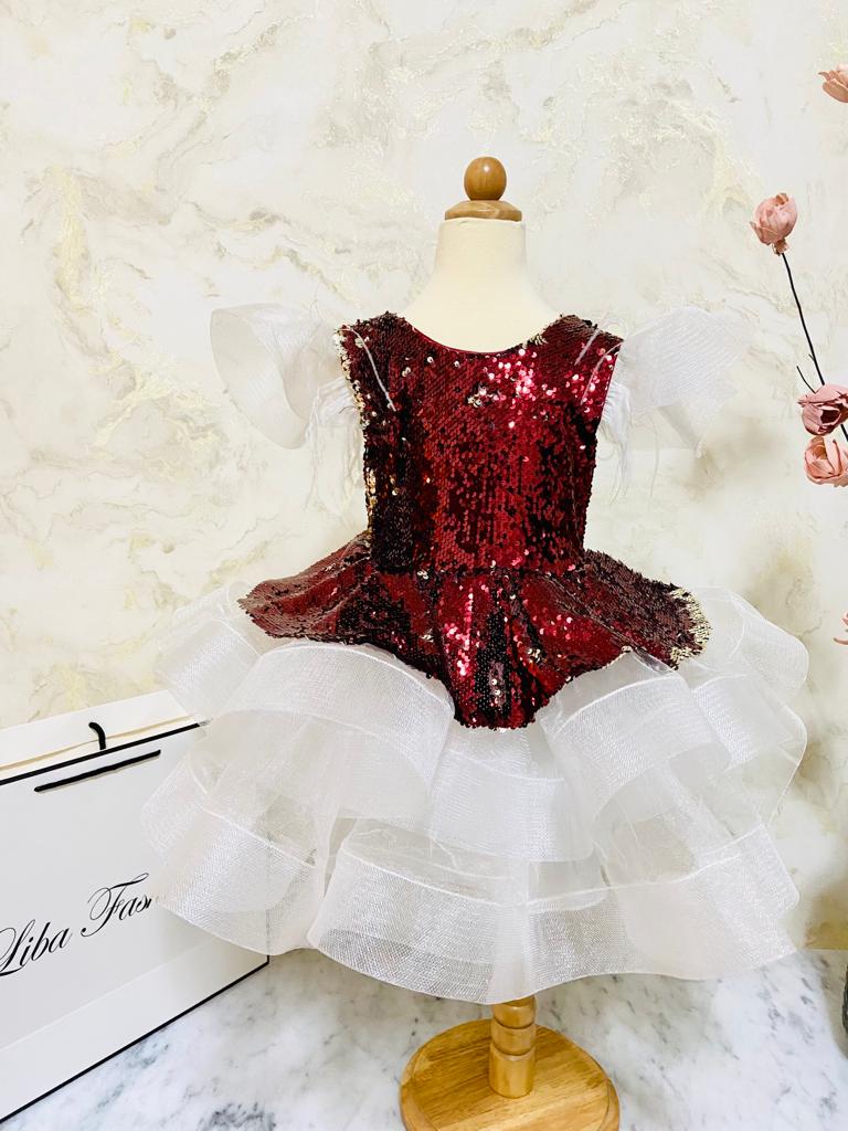 Amy Maroon Girls Birthday/Party Dress – Liba Fashion