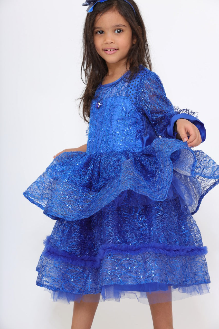 Eva Blue Party Dress For Girls – Liba Fashion